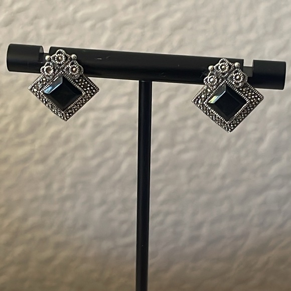 Judith Jack | Jewelry | Judith Jack Sterling Silver Onyx Marcasite Stud ...